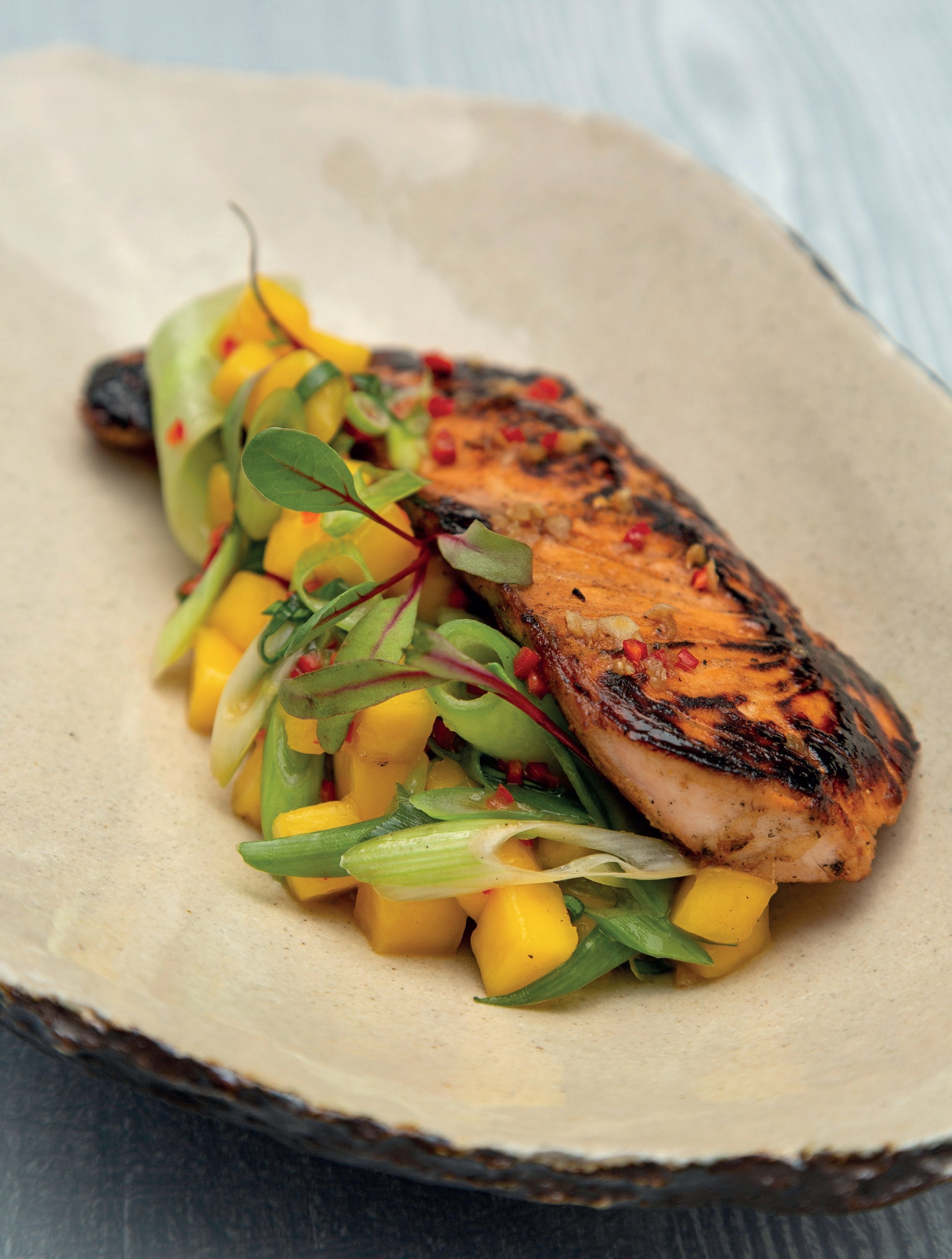 Gary Maclean - Warm Salmon with Pickled Cucumber and Mango Salsa ...